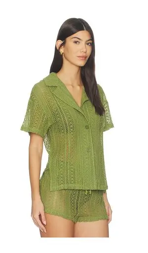 ALL THE WAYS Rosie Button Up Top - Olive