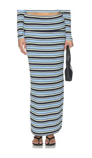 AFRM Esin Striped Knit Maxi Skirt - Blue