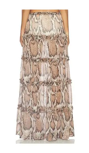 AFRM Tiered Ruffle Maxi Skirt - Tan