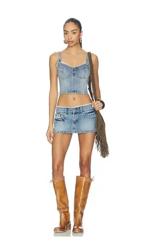 Abrand Denim Saloon Bodice Top