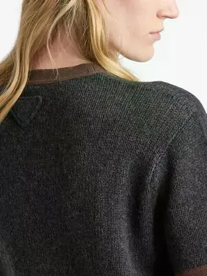 Prada Cashmere Crew-neck Sweater With Contrasting Trim - Grey