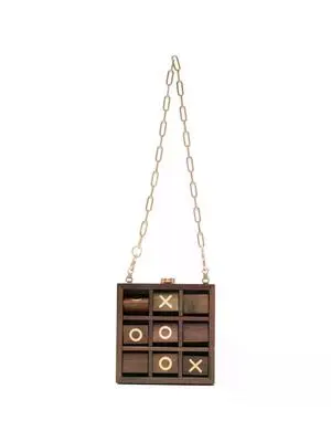 Cult Gaia Tic Tac Toe Chain Clutch - Brown