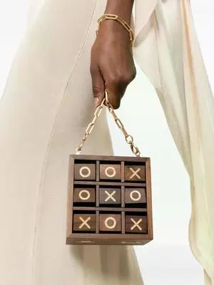 Cult Gaia Tic Tac Toe Chain Clutch - Brown