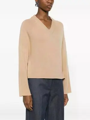 ALLUDE V-neck Cashmere Sweater - Neutrals