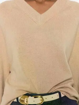 ALLUDE V-neck Cashmere Sweater - Neutrals