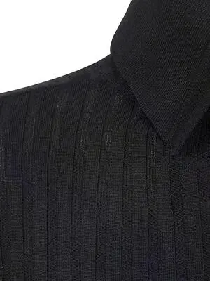 Elisabetta Franchi Sheer Knit Polo Top - Black