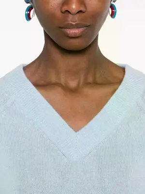 ALLUDE V-neck Long Sleeve Sweater - Blue