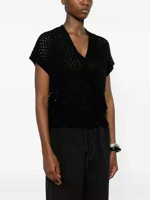 ALLUDE V-neck Knitted Top - Blue