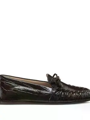 STUART WEITZMAN Bow Embossed Loafers - Brown