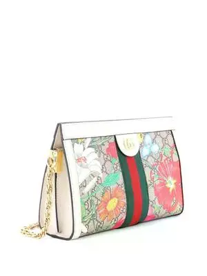 Gucci Ophidia Chain Shoulder Bag Flora Gg Coated Canvas Small - Brown