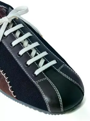 WALES BONNER Paris Stitched Panels Lace-up Sneakers - Black
