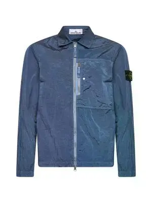 Stone Island Zip Up Shirt Jacket - Blue