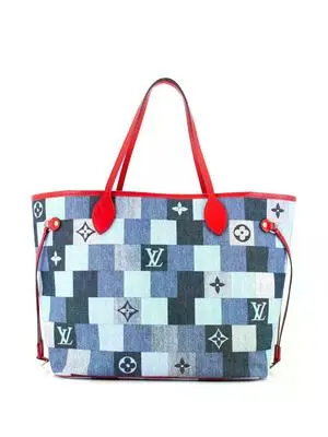LOUIS VUITTON Neverfull Damier And Monogram Patchwork Denim Mm Tote Bag