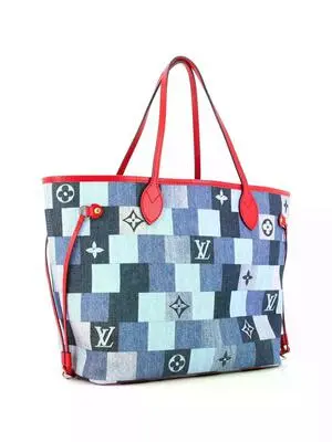 LOUIS VUITTON Neverfull Damier And Monogram Patchwork Denim Mm Tote Bag