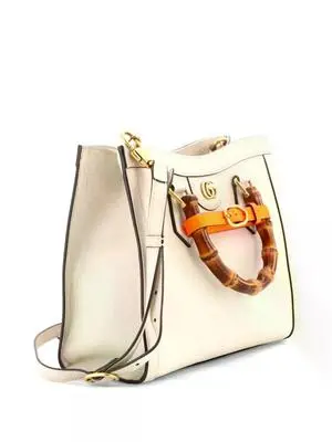 Gucci Diana Nm Bamboo Handle Small Tote Bag - Neutrals