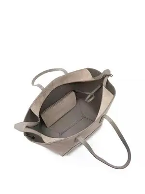 Brunello Cucinelli Leather Tote Bag With Detachable Pouch - Grey