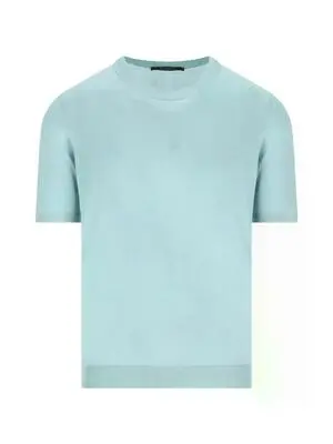 Tagliatore Ribbed Trim T-shirt - Blue