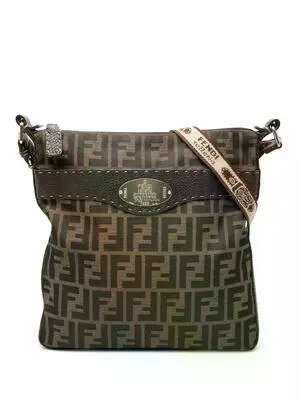 Fendi 2000-2010 Zucca Canvas Selleria Crossbody Bag - Brown