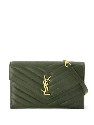 Saint Laurent Cassandre Leather Shoulder Bag - Green
