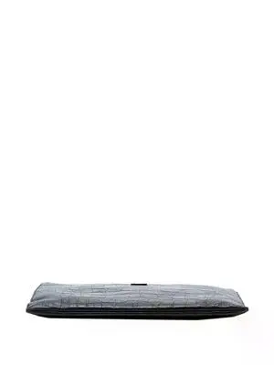 Saint Laurent Croc Embossed Leather Monogram Document Holder