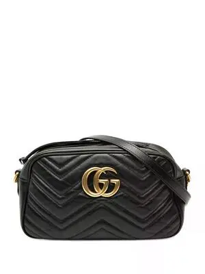 Gucci Small Gg Marmont Matelassé Leather Crossbody Bag - Black