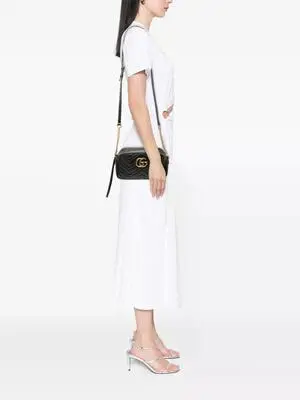 Gucci Small Gg Marmont Matelassé Leather Crossbody Bag - Black