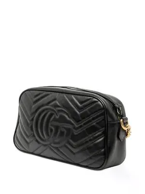 Gucci Small Gg Marmont Matelassé Leather Crossbody Bag - Black