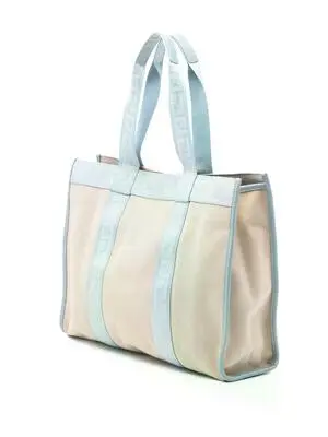 Fendi Zucca Trimmed Canvas Tote Bag - Blue