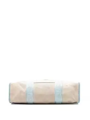Fendi Zucca Trimmed Canvas Tote Bag - Blue