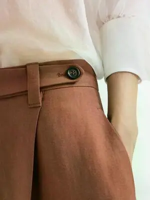 Brunello Cucinelli Fluid Twill Wide Trousers With Monili Embroidery - Brown