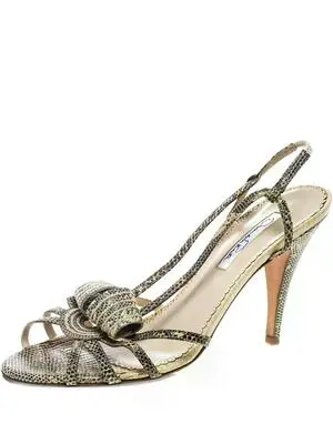 OSCAR DE LA RENTA Snakeskin Bow Sandals