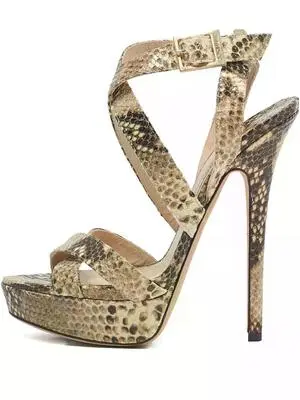 JIMMY CHOO 155mm Python-embossed Leather Sandals