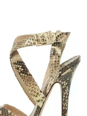JIMMY CHOO 155mm Python-embossed Leather Sandals