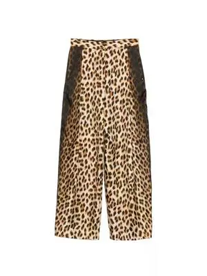 Sportmax Leopard-print Silk Trousers - Neutrals