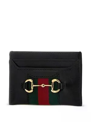 Gucci Horsebit Striped Leather Card Holder