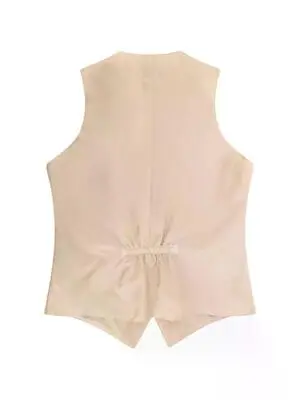 Tagliatore Covered Button V-neck Vest - Neutrals