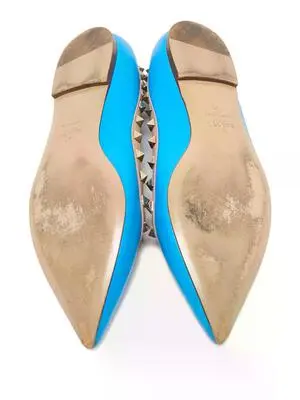 Valentino Garavani Rockstud Leather Ballet Flats - Blue