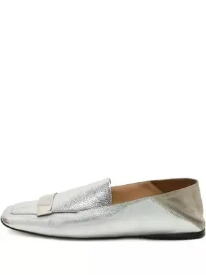 SERGIO ROSSI Metallic Buckle Loafers - Grey
