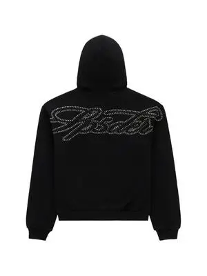 SP5DER Rhinestone-embellished Zip Hoodie - Black