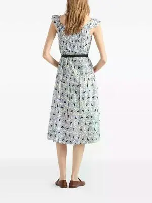 Prada Floral Print Pongé Midi Dress