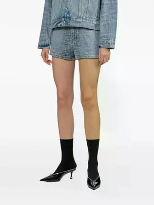 SELF-PORTRAIT Rhinestone Denim Shorts