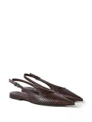 Brunello Cucinelli Perforated Leather Slingback Flats - Brown