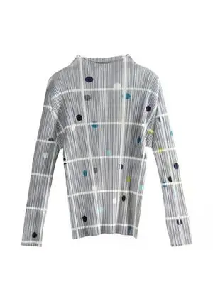 Issey Miyake Pleated Checked Top