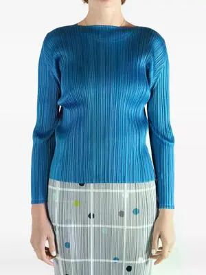 Issey Miyake Pleated Long-sleeve Top - Blue