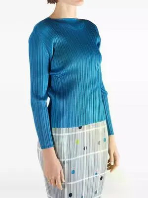 Issey Miyake Pleated Long-sleeve Top - Blue