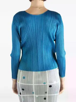 Issey Miyake Pleated Long-sleeve Top - Blue