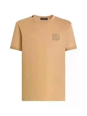 Dolce & Gabbana Cotton T-shirt With Patch - Neutrals