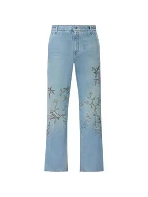 Amiri Floral-embellished Straight Leg Jeans