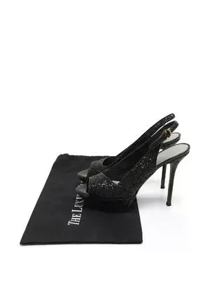 SERGIO ROSSI Open-toe Glitter Embellished Slingback Platform High Heel Sandals