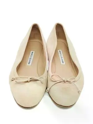 Manolo Blahnik Verrali Bow Ballet Flats - Neutrals